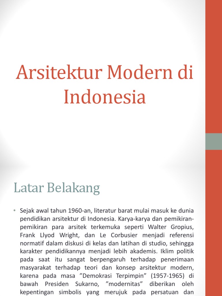 Arsitektur Modern di Indonesia: Sejarah dan Perkembangan | PDF