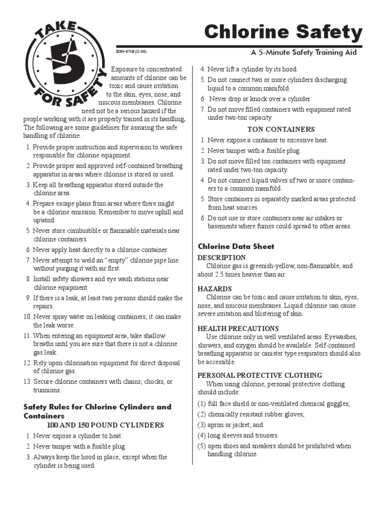 Chlorine Safety Training | PDF
