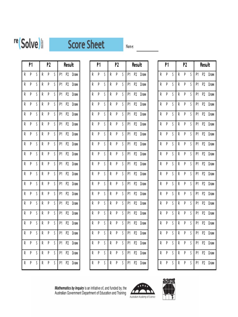 1 Student Sheet 1 - Score Sheet | PDF