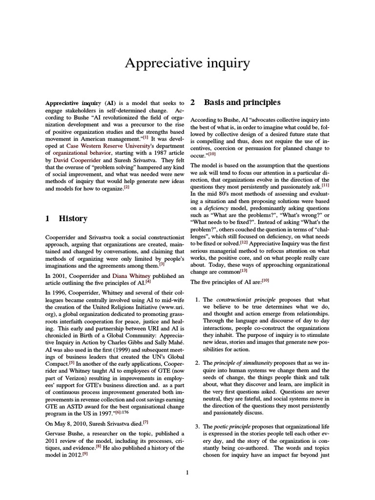 Appreciative Inquiry: 2 Basis and Principles | PDF | Epistemology ...