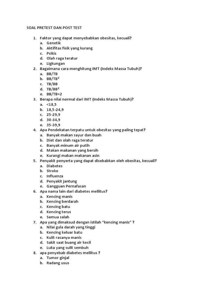 Soal Pretest Dan Post Test | PDF