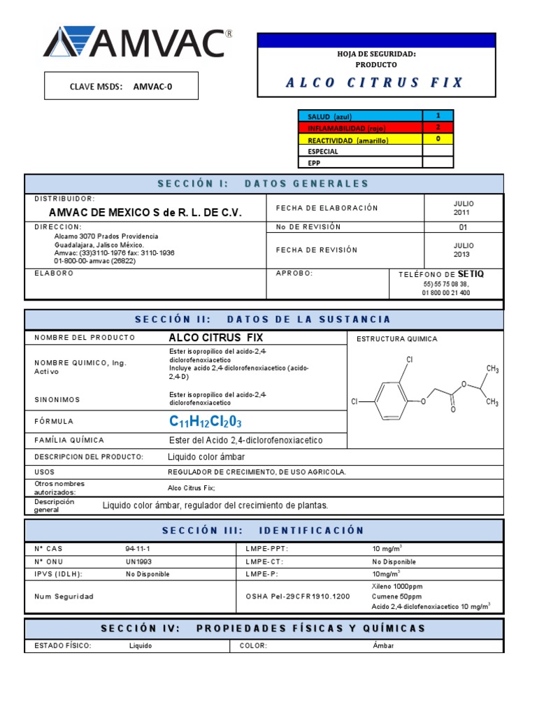 Citrus Fix Msds | PDF | Vómitos | Aluminio