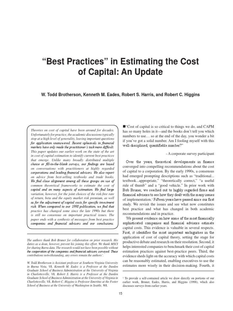Best Practices Est Wac Cup Date | PDF | Discounted Cash Flow | Beta ...