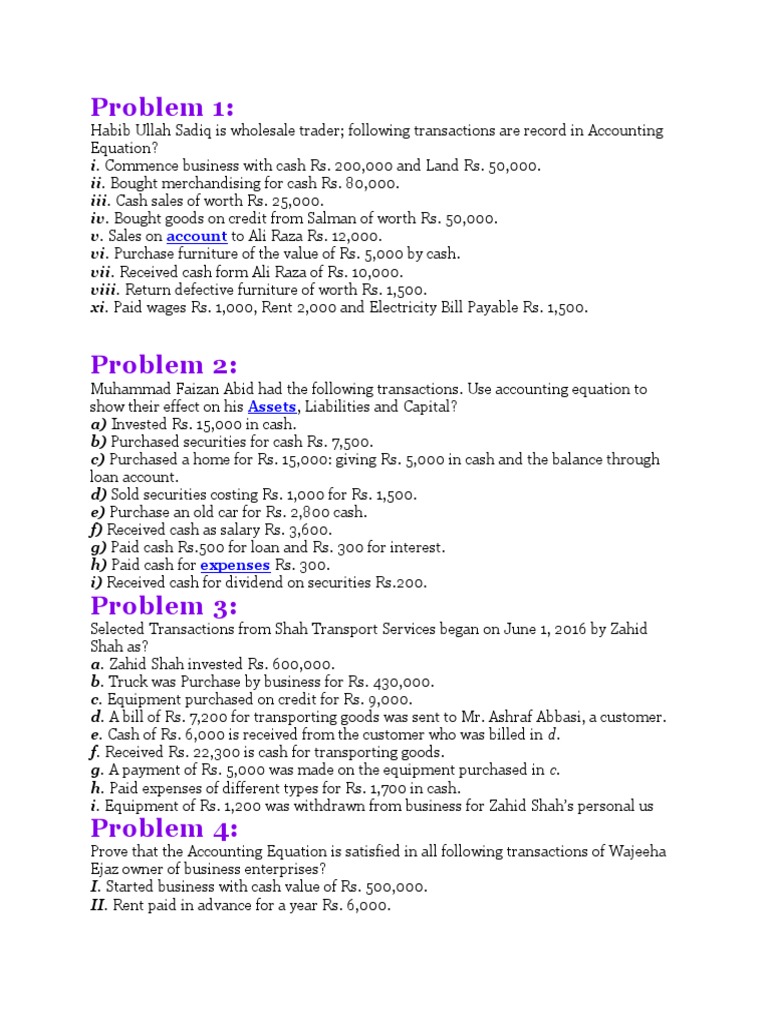 Accounting equation problems and solutions | PDF | Inventory | Expense