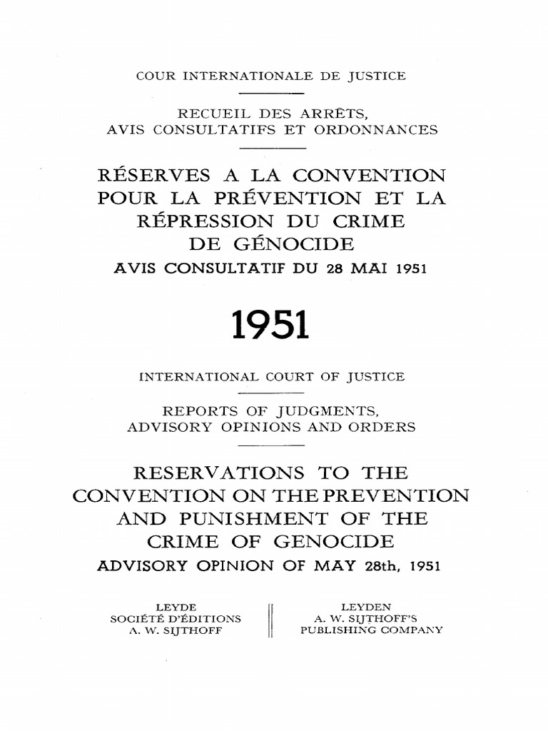 Réserves A Convention Pour La Prévention Et La Répression Du Crime de ...