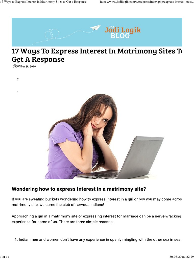 17 Ways To Express Interest in Matrimony Sites To Get A Response | PDF ...