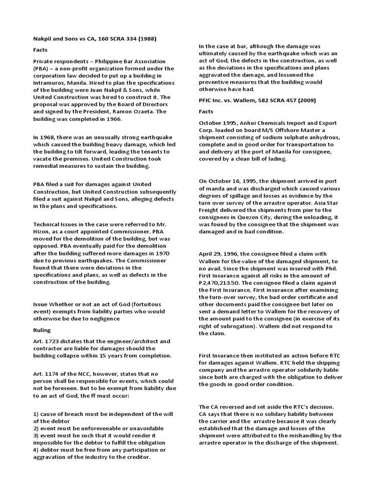 Oblicon Digested Cases 2 | PDF | Surety Bond | Common Carrier