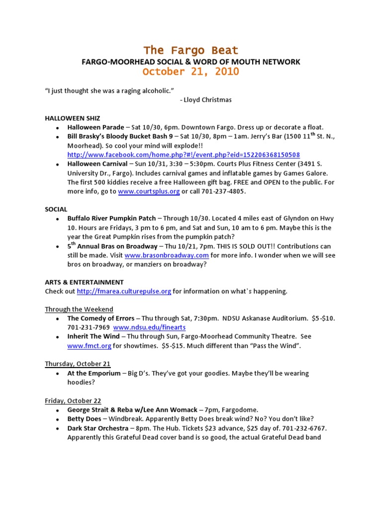 Fargo-Moorhead Halloween Events Guide | PDF | Leisure