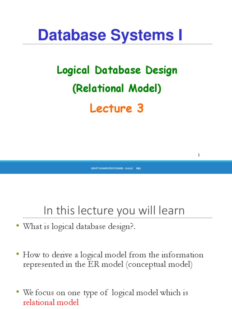 DB1 - Lec3 | PDF | Relational Model | Databases