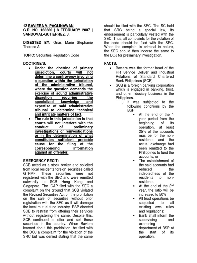 12 Baviera Vs Paglinawan (Griar) | Download Free PDF | Prosecutor | U.S ...