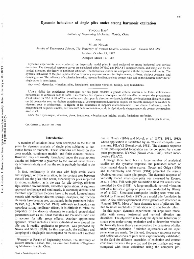 Han 1988 | PDF | Amplitude | Geotechnical Engineering