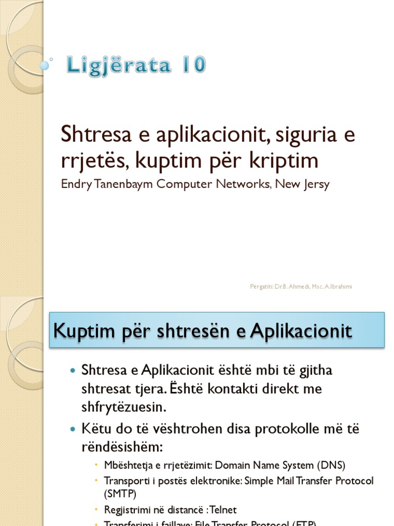 Ligjerata#10 Shtresa e APLIKACIONIT Siguri Kriptim PDF | PDF