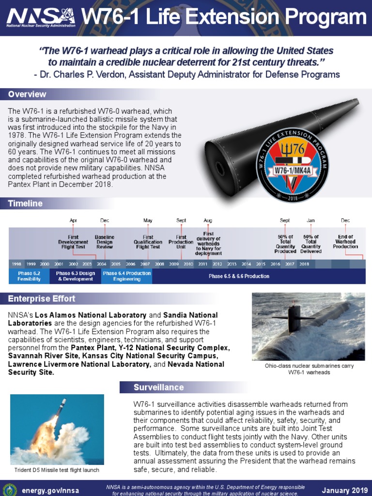 DOE AND NNSA Celebrate W76-1 Life Extension Program | Nuclear Energy ...