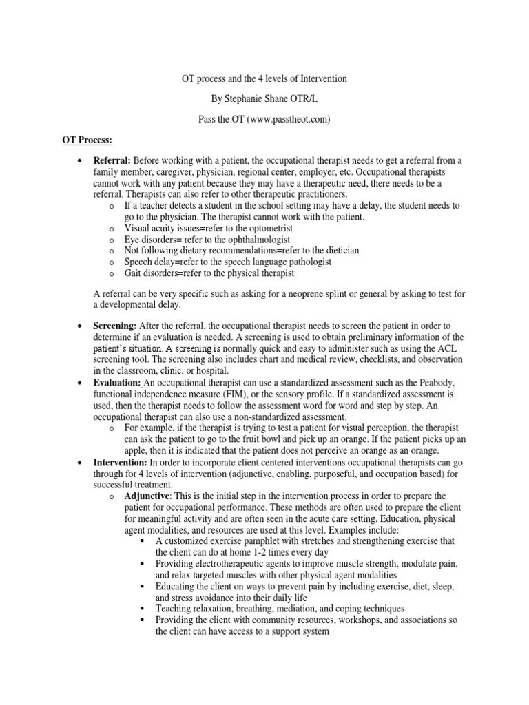 OT Process and The 4 Levels of Intervention | Download Free PDF ...