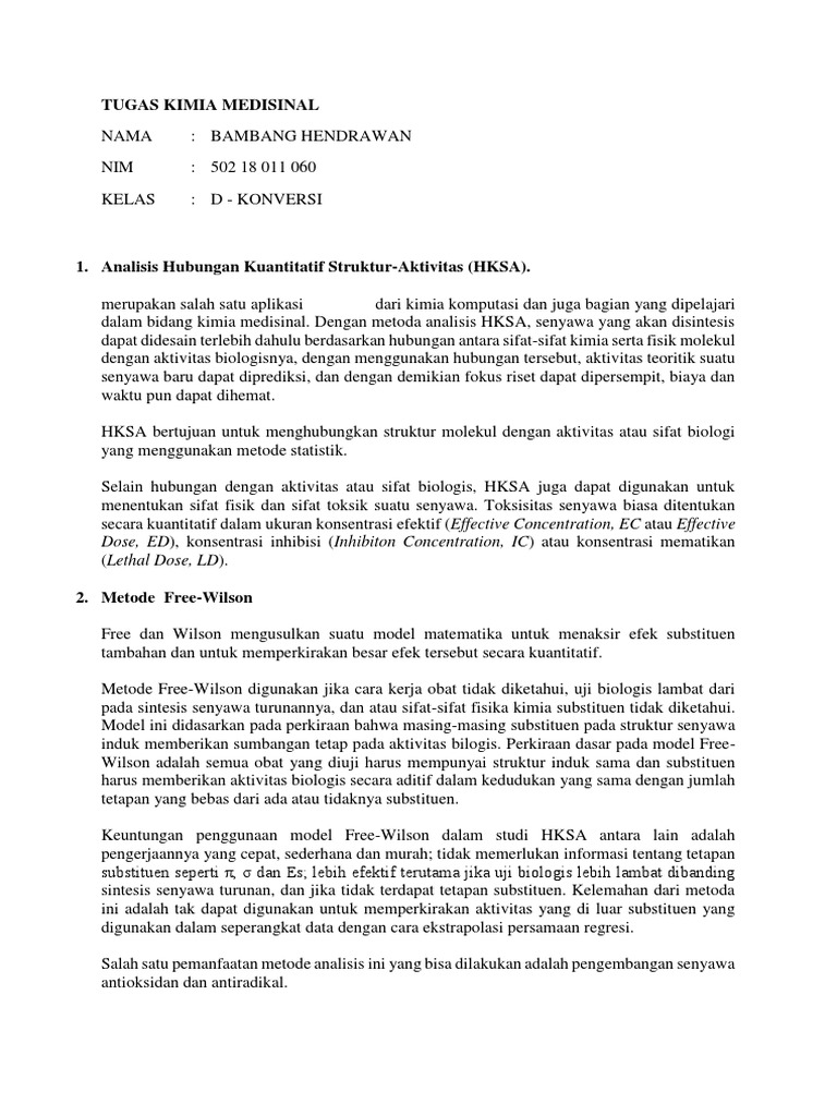 Tugas Kimia Medisinal - Rangkuman HKSA | PDF
