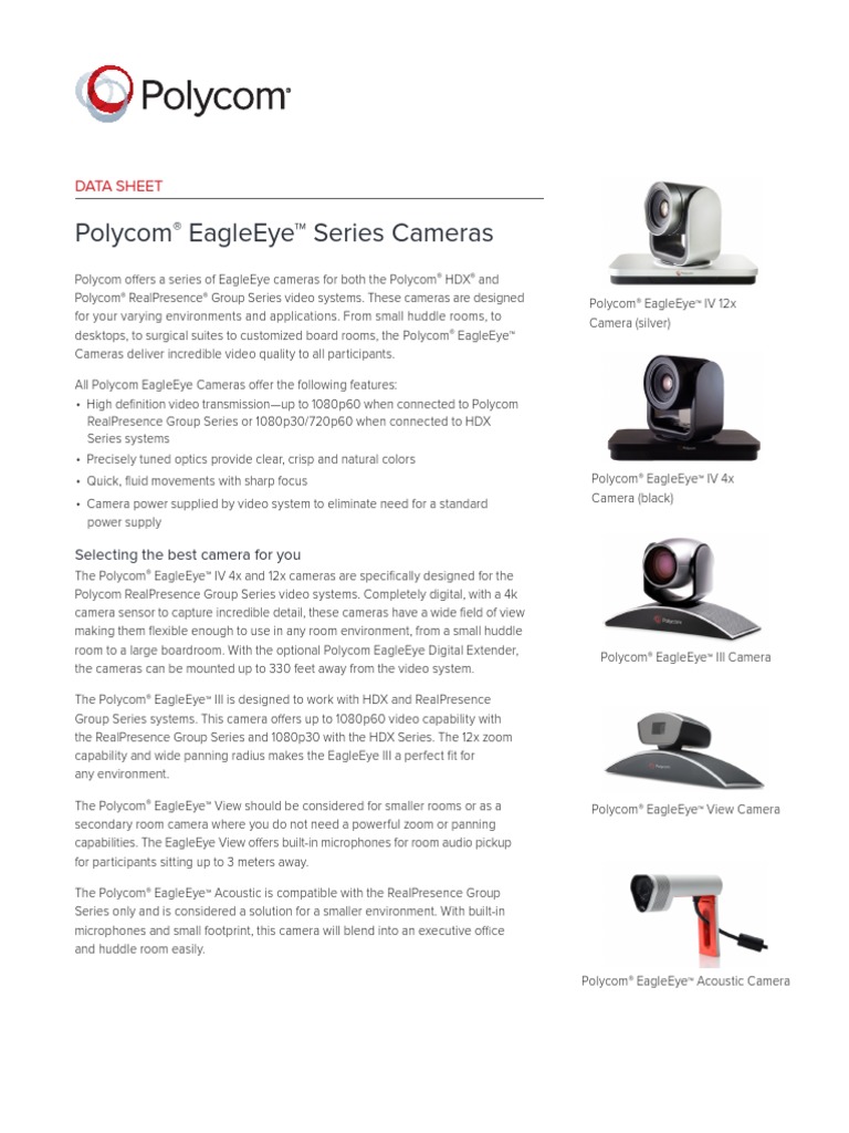 Polycom Eagleeye™ Series Cameras: Data Sheet | PDF | Camera | Video