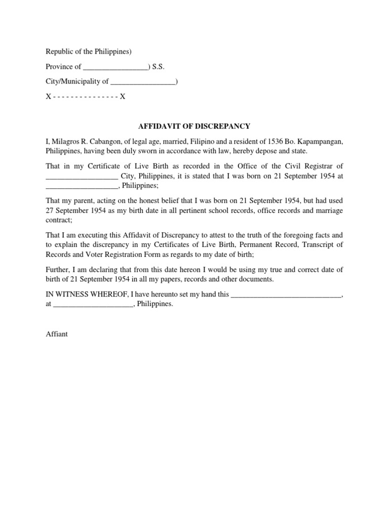 Affidavit of Discrepancy | PDF