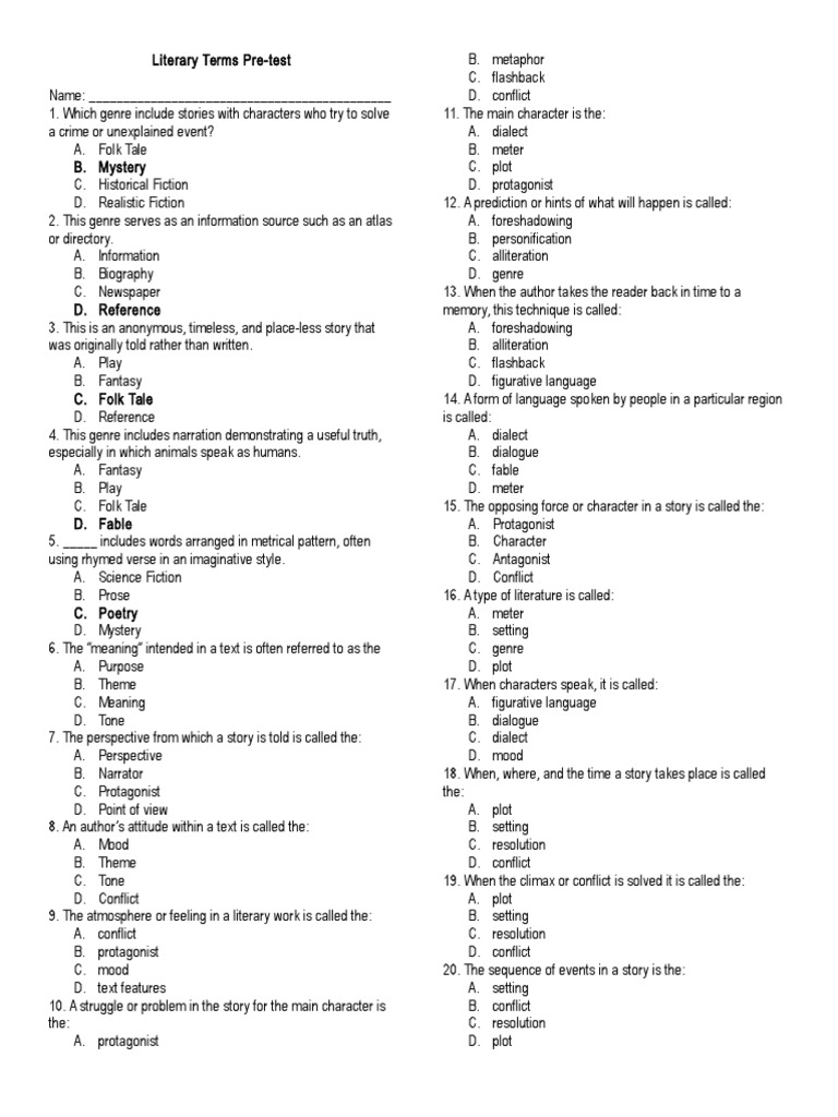 21st century literature Pre-test | Narration | Narrative