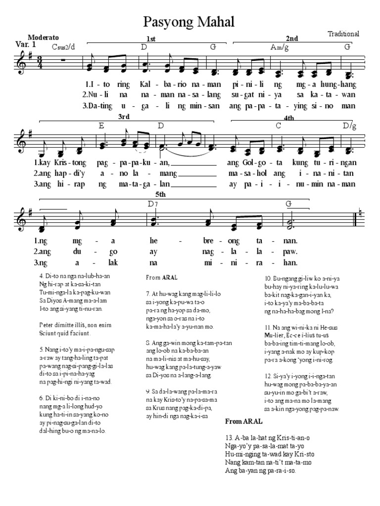 Pasyong Mahal 2017 Excerpts With Lyrics | PDF