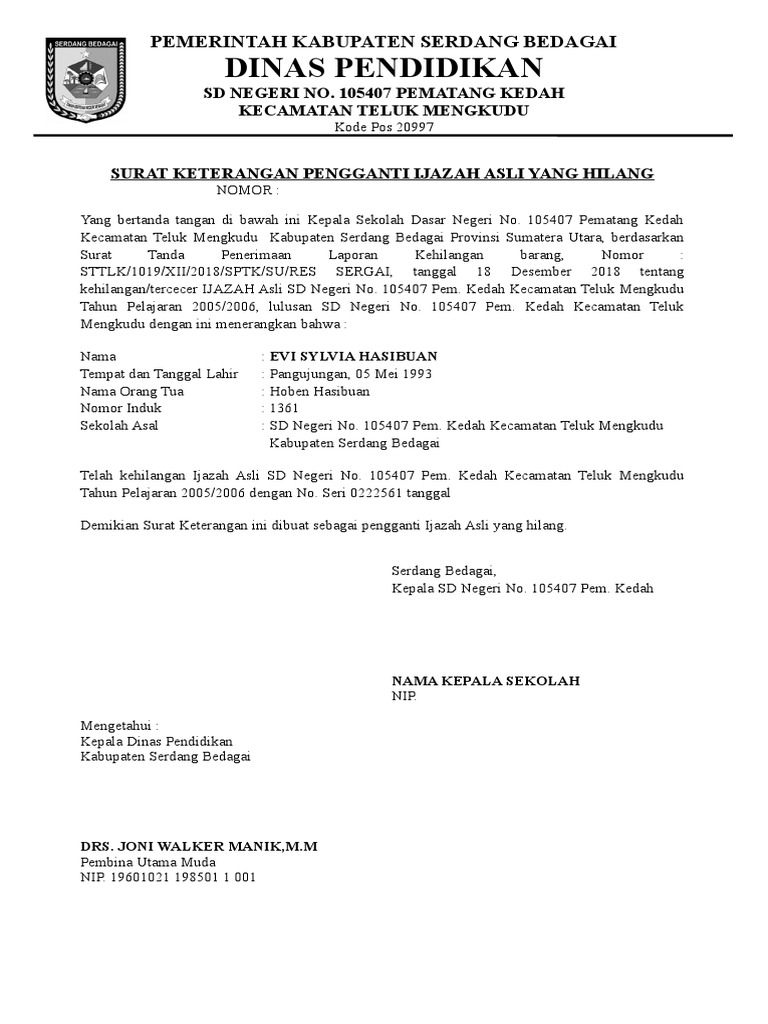 Contoh Surat Kehilangan Ijazah - Riset Contoh Surat Kehilangan Ijazah - Riset