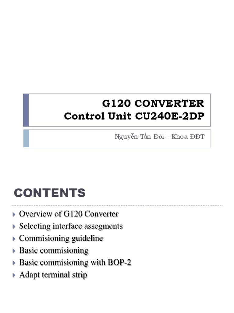 G120 Converter Control Unit CU240E-2DP: Nguyễn Tấn Đời - Khoa ĐĐT | PDF