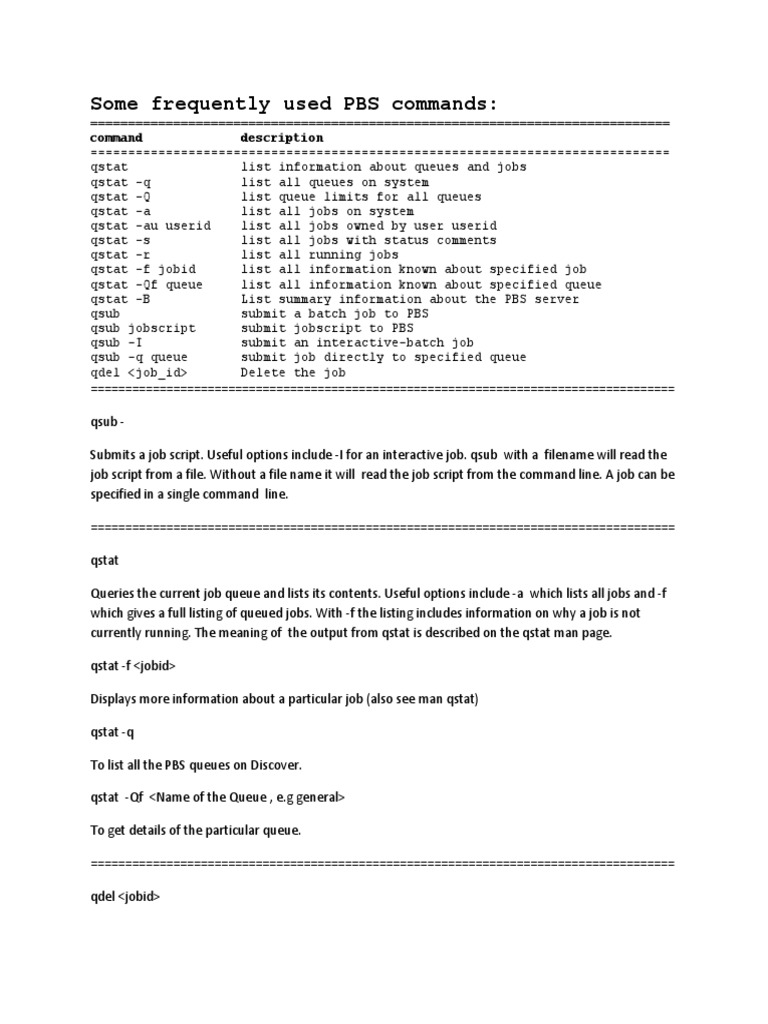 Usefull Qsub Commands | PDF
