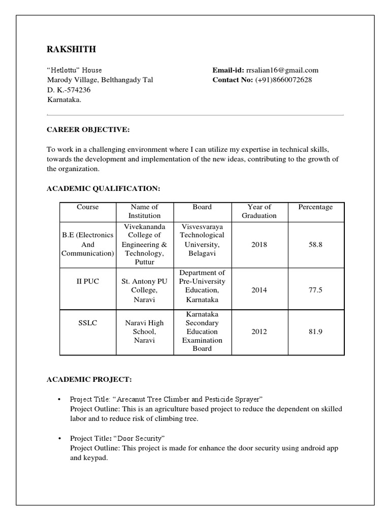 Rakshith: Contact No: (+91) 8660072628 | PDF | Cognition