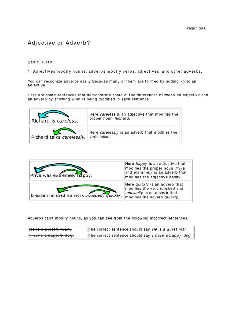 Adjectives and Adverbs Rules | PDF | Adverb | Adjective