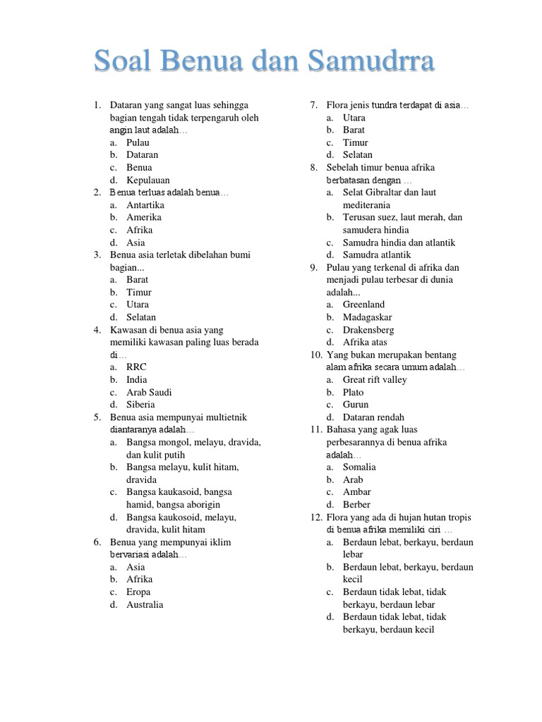 Soal Benua Dan Samudra | PDF