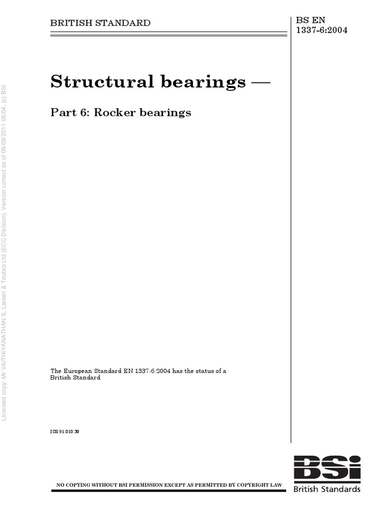 BS en 1337-6 - 2004 | PDF | Steel | Bearing (Mechanical)