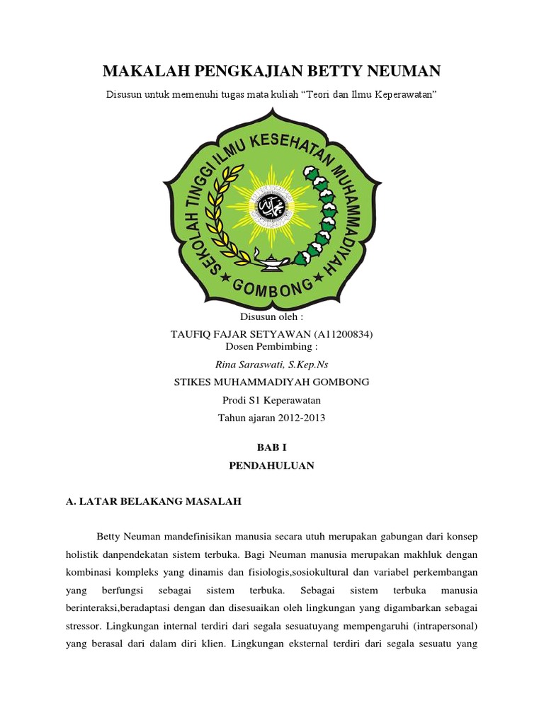 Teori Keperawatan Betty Neuman | PDF | Pengembangan Diri