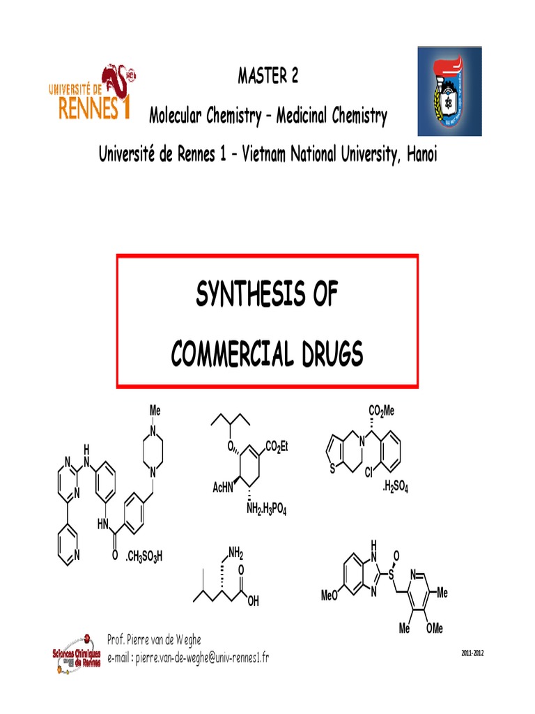 Synthesis of Commercial Drugs 2011-12 - M2 Hanoi | PDF | Cholesterol ...