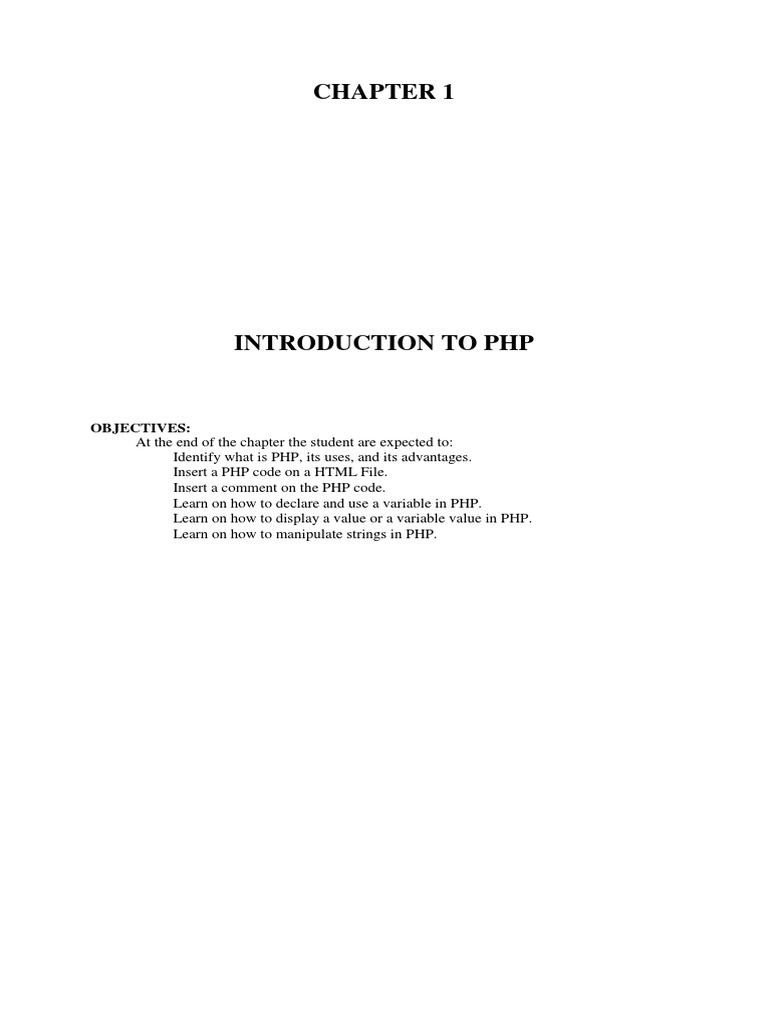 Chapter 1 - Introduction To PHP | PDF | Php | Web Server