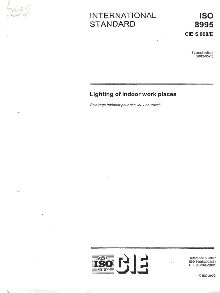 Norma ISO 8995 2002 Iluminâncias | PDF