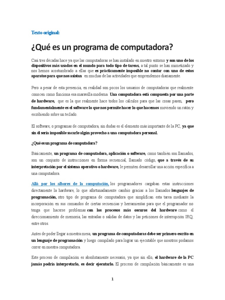 Qué Es Un Programa de Computadora | PDF | Programa de computadora ...