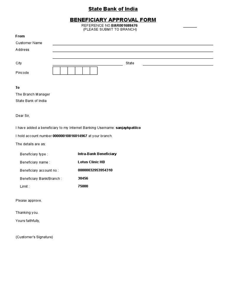 Beneficiary Approval Request Form | PDF | Business | Law
