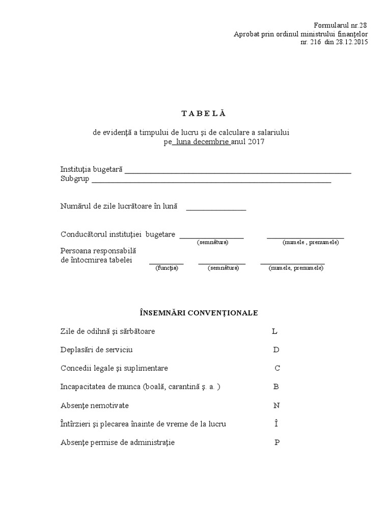 Tabel Pontaj | PDF