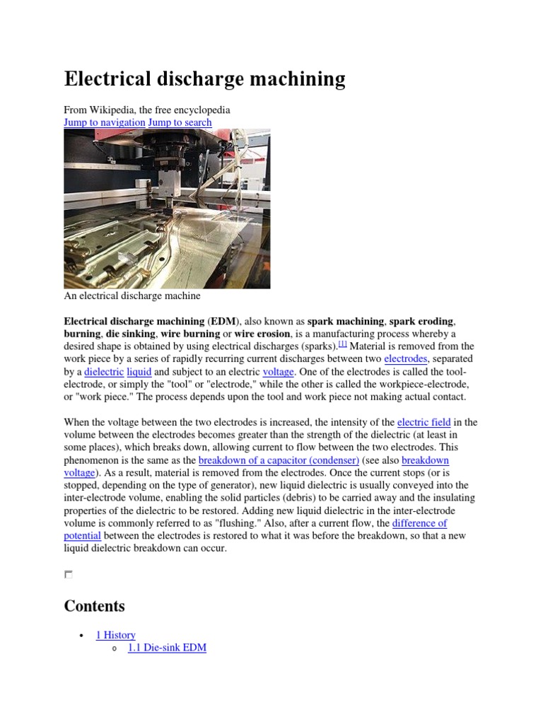 Electrical Discharge Machining Overview | PDF | Industrial Processes ...