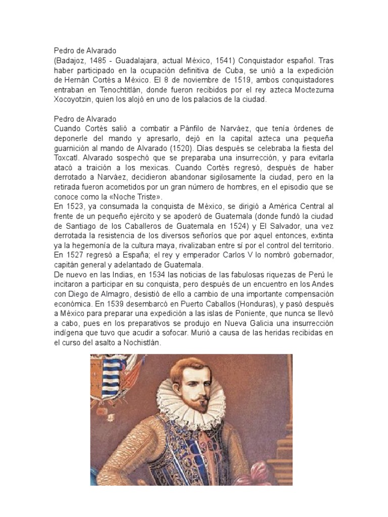 Biografía de Pedro de Alvarado | PDF | Hernán Cortés | Antiguas ...