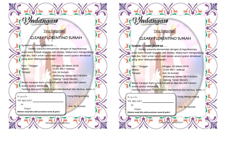 Contoh Sampel Undangan Sidi | PDF