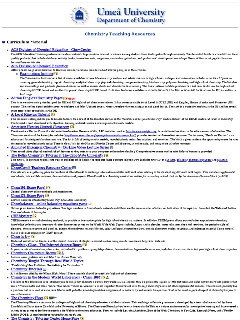 Chemistry Teaching Resources - Curriculum Material | PDF | Curriculum ...