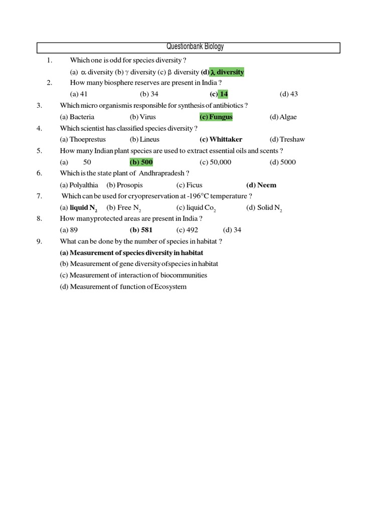 Biodiversity and Its Conservation | PDF | Biodiversity | Conservation ...