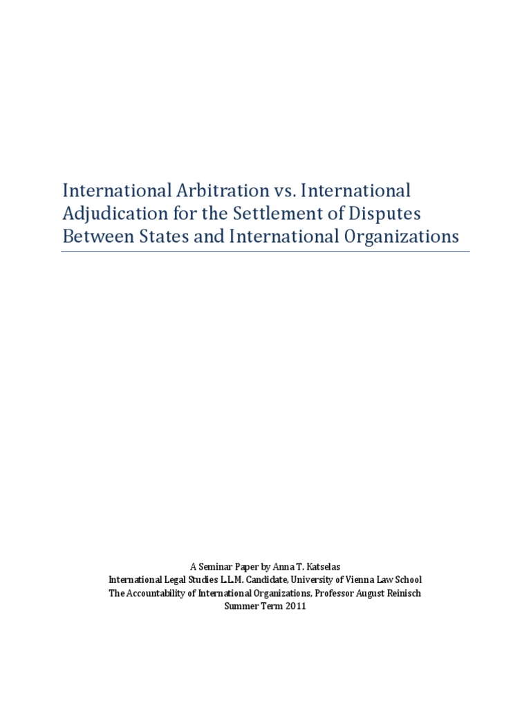Arbitration vs. Adjudication in State-IO Disputes | PDF | Arbitration ...