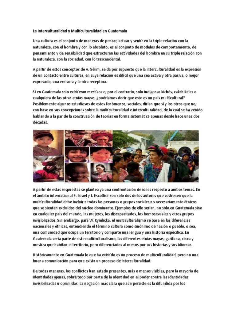 La Interculturalidad y Multiculturalidad en Guatemala | PDF ...