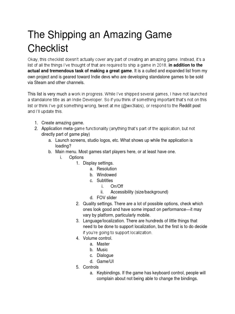 Shipping An Amazing Game Checklist | PDF | Advertising | Social Media