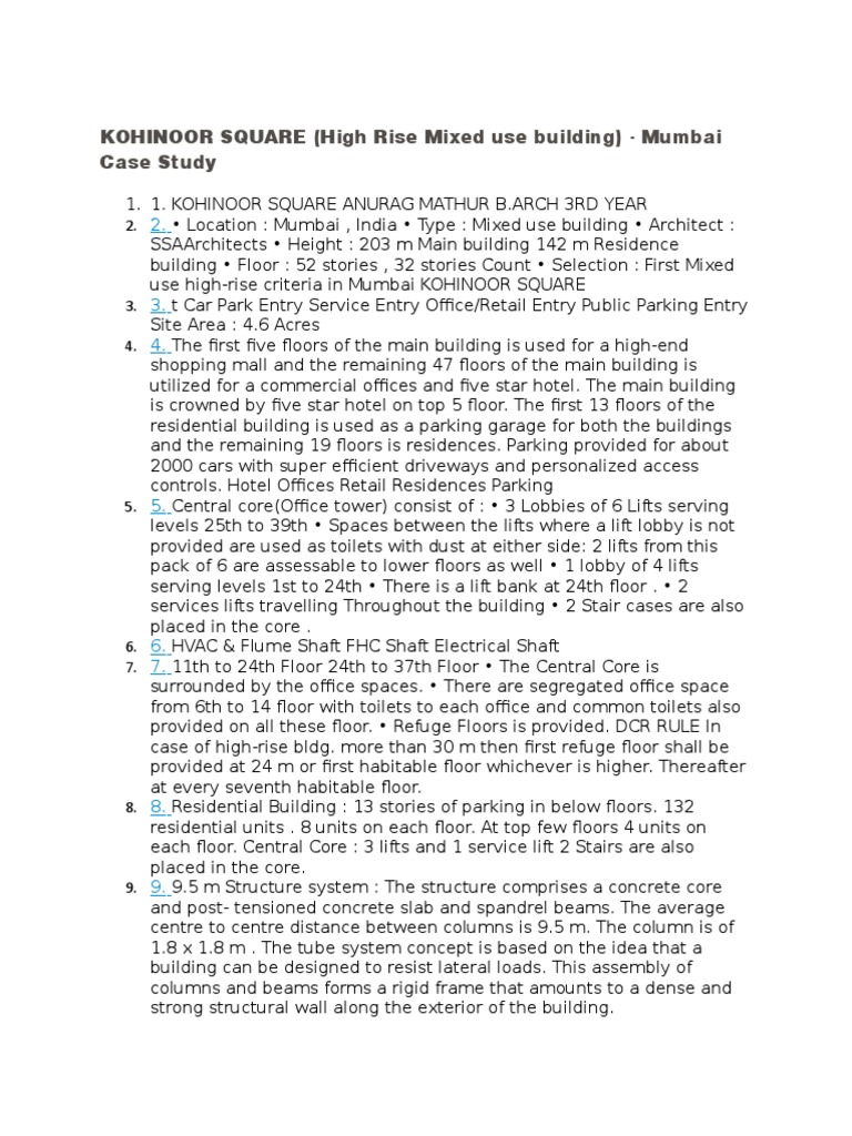 KOHINOOR SQUARE (High Rise Mixed Use Building) - Mumbai Case Study ...