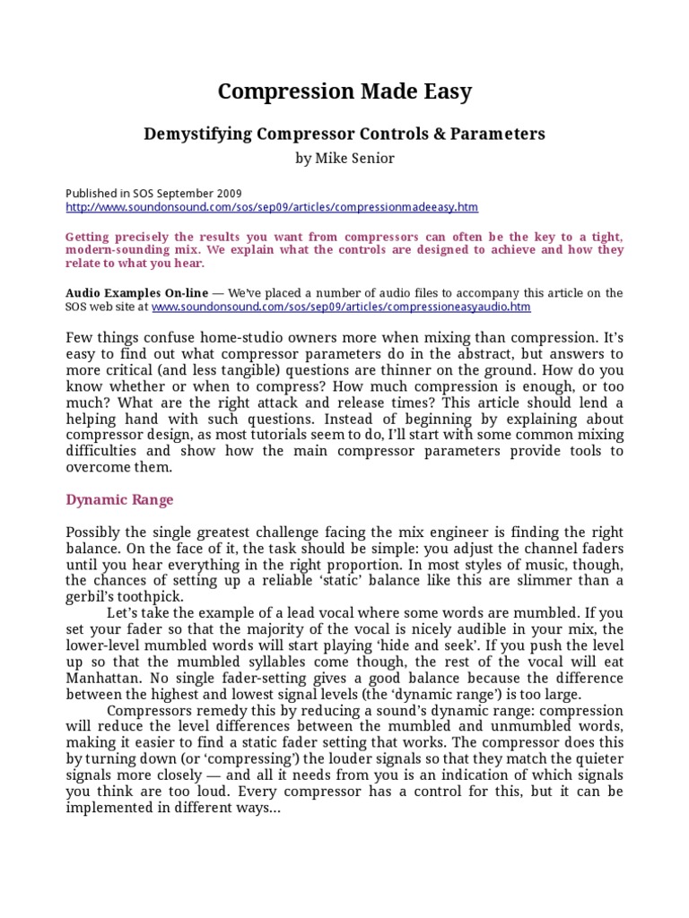 Demystifying Dynamic Processing: A Guide to Understanding Compressor ... Demystifying Dynamic Processing: A Guide to Understanding Compressor ...