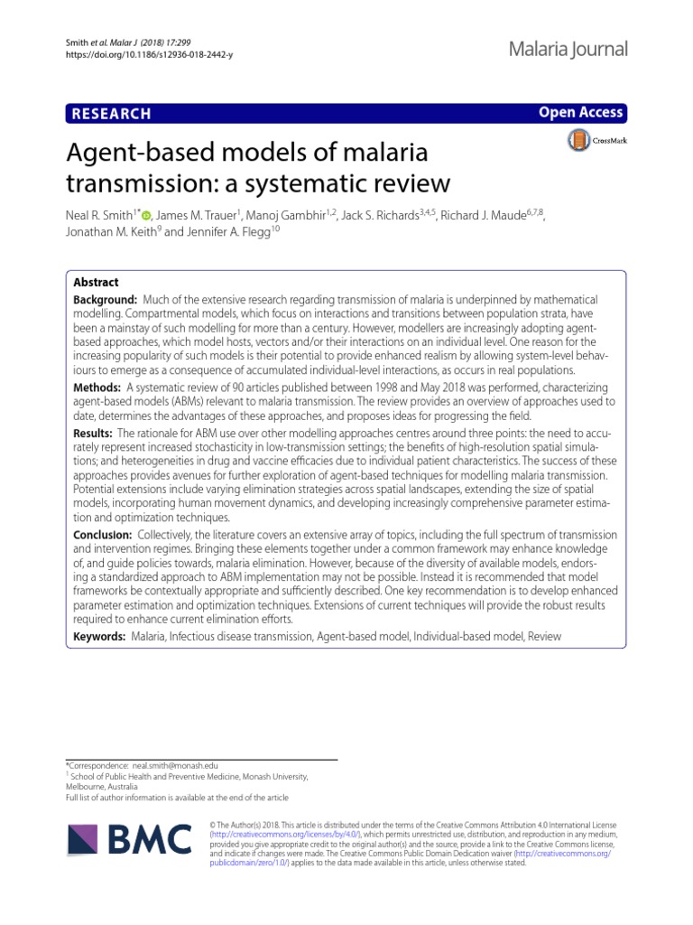 Agent-Based Models of Malaria Transmission: A Systematic Review | PDF ...