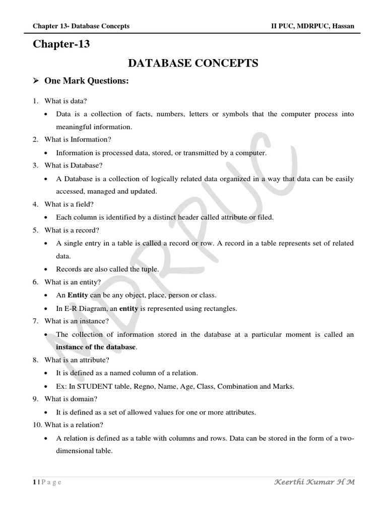 Chapter 13 Database Concepts PDF | PDF | Data Model | Databases Chapter 13 Database Concepts PDF | PDF | Data Model | Databases