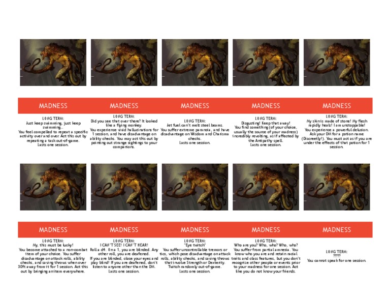 Madness Cards Long Term | PDF